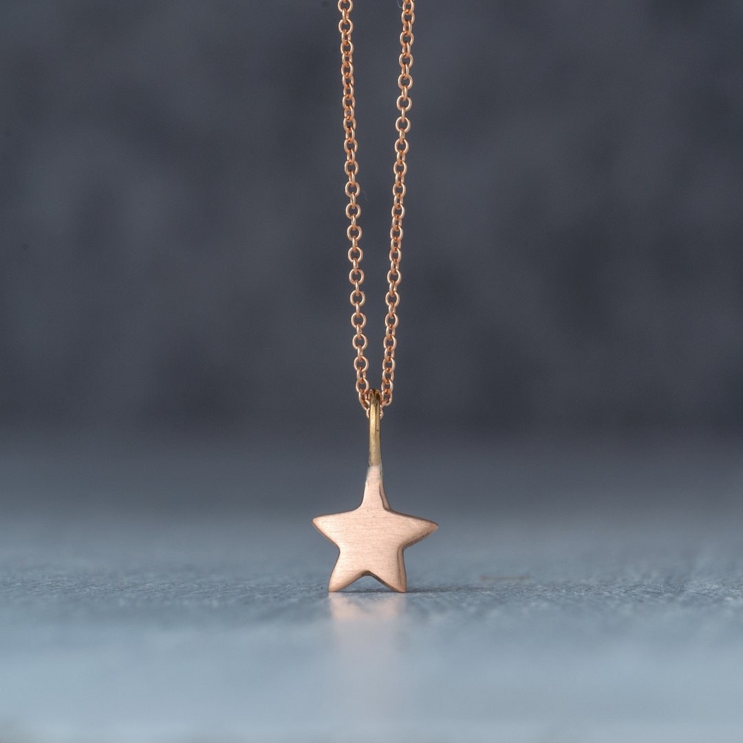 Solid Gold Star Necklace / Dainty Tiny Star Pendant / Cute Celestial ...