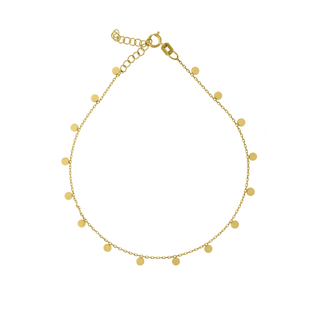 Tiny Disc Bracelet in Solid Gold / Minimal Coin Jewelry / Yellow, Rose ...