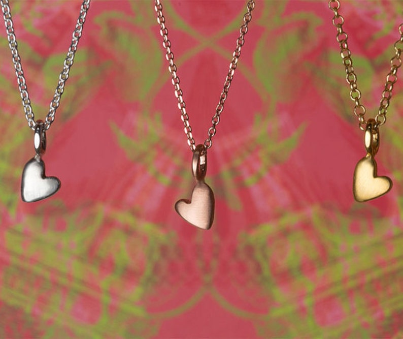 Extra Tiny Heart Necklace / Cute Solid Gold Heart Pendant / - Etsy
