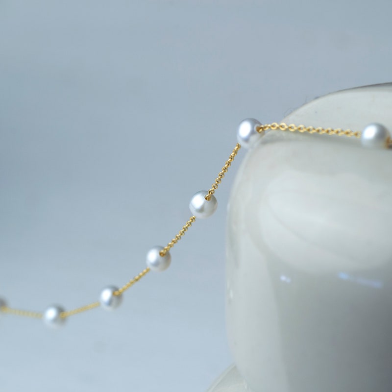 Solid Gold Pearl Necklace - Etsy