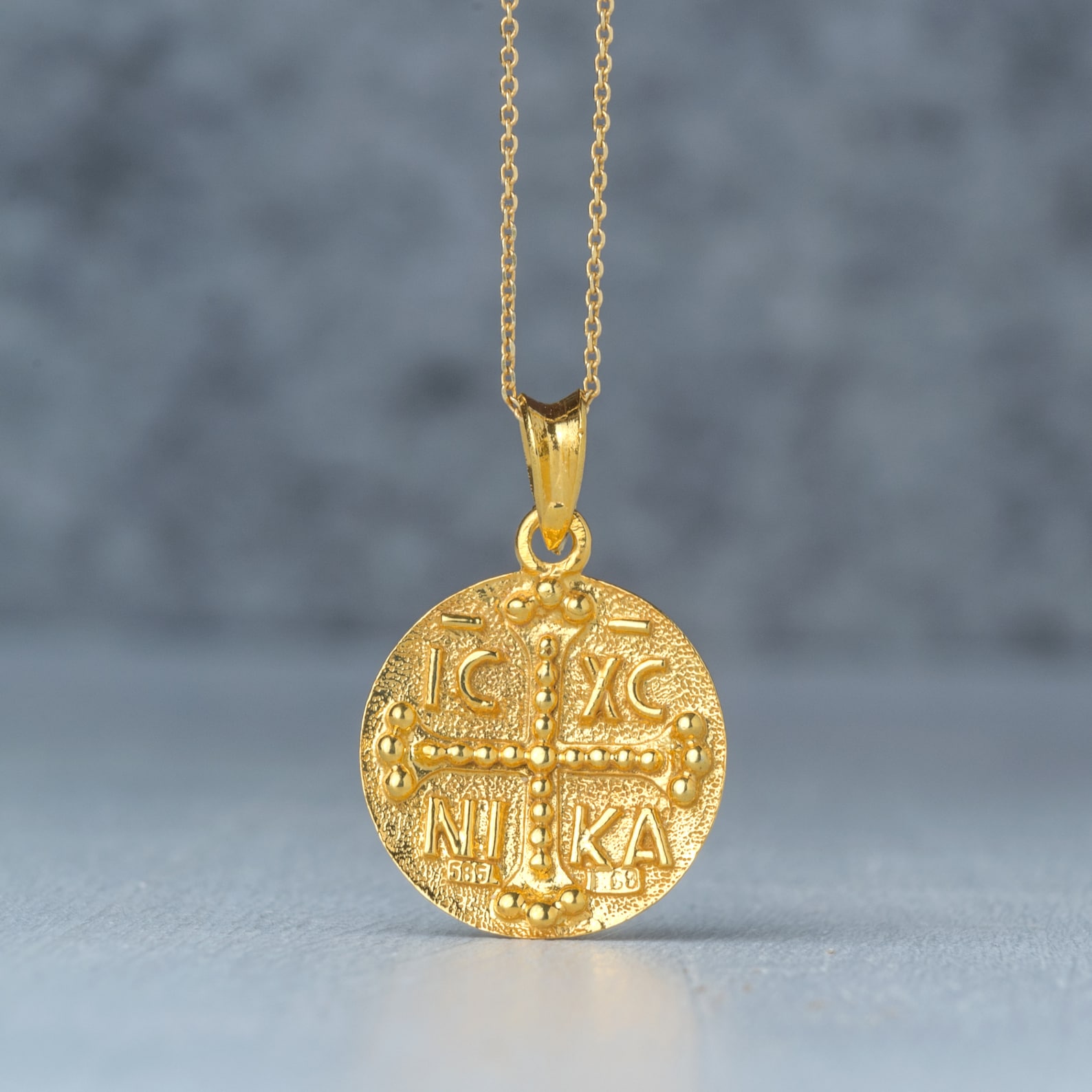 Constantine Coin Pendant / 9k or 14k Solid Gold Byzantine - Etsy