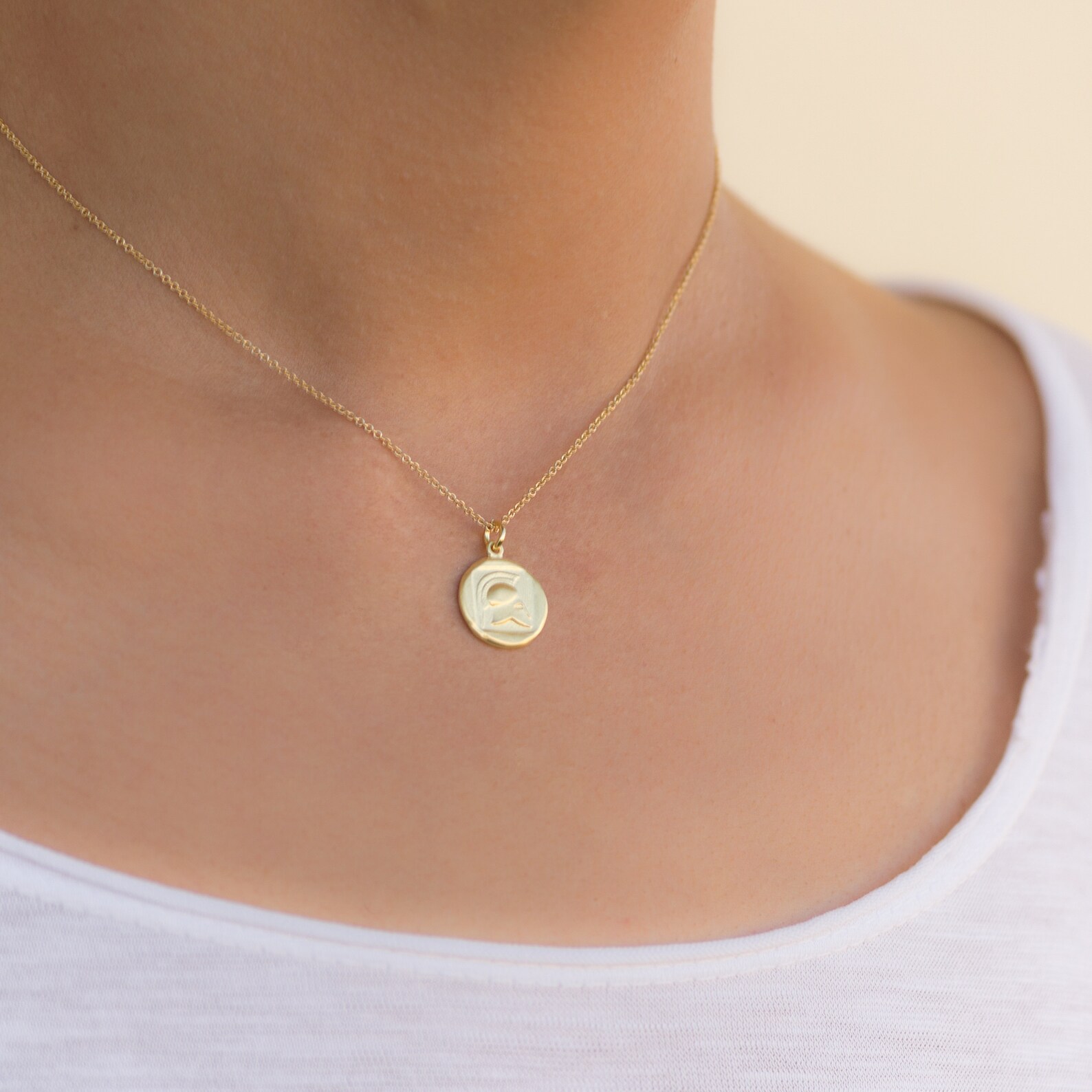 Solid Gold Greek Goddess Coin Necklace / Unique Ancient Greek | Etsy