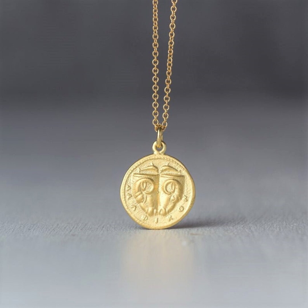 Solid Gold Ancient Greek Coin Necklace / 9k, 14k or 18k Gold Delphi ...