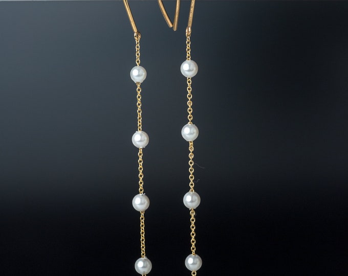 Freshwater Dropping Pearl Earrings, 14K Gold Filled Dangle Earring With ...