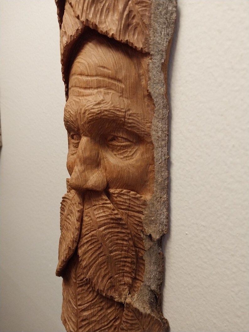 Home Decor Cottonwood Bark Woodcarving Greenman Wall Hanging - Etsy