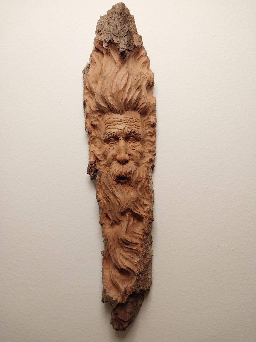 Home Decor Handcarved Cottonwood Bark Wood Spirit Wall Hanging - Etsy