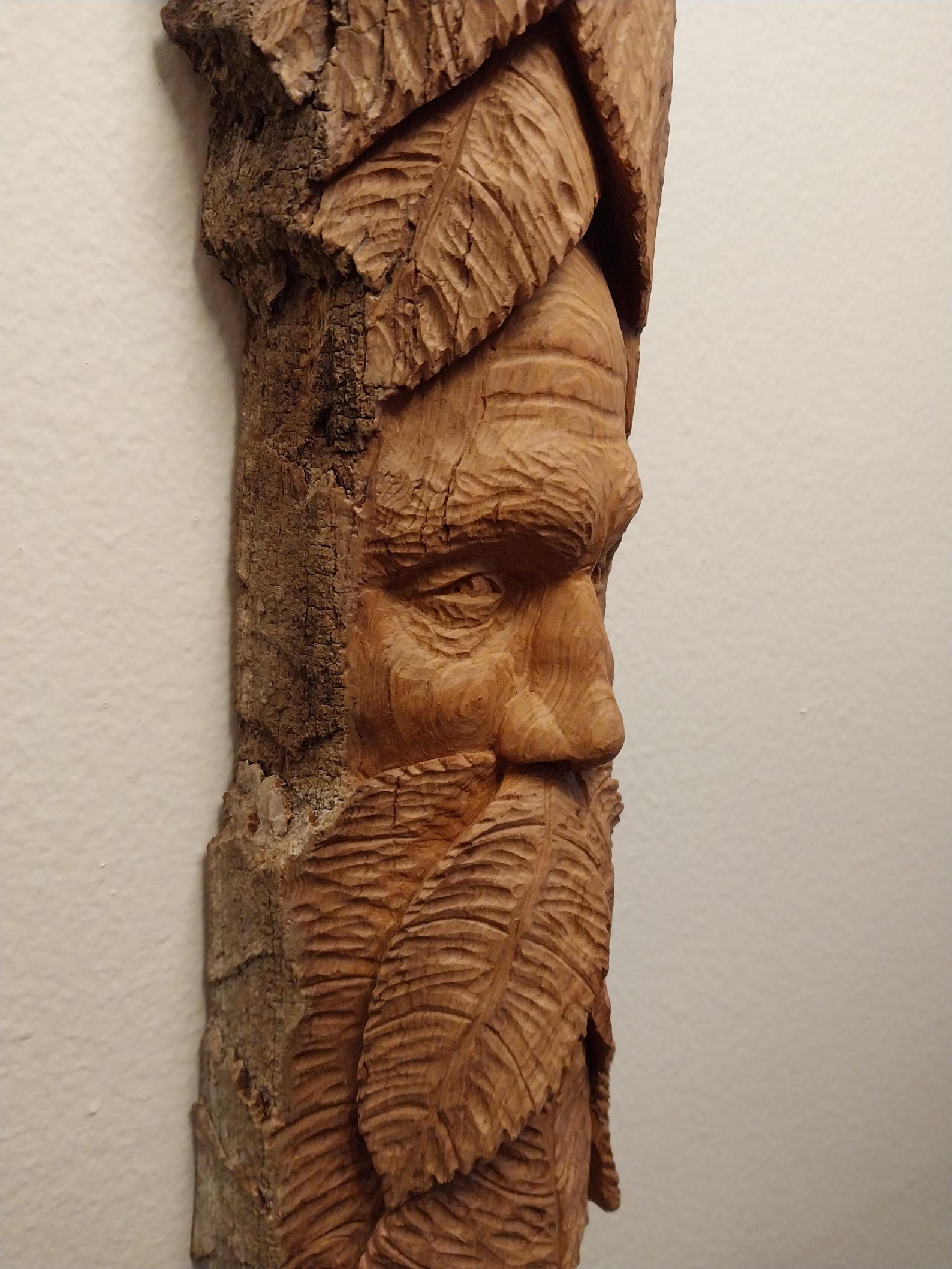 Home Decor Cottonwood Bark Woodcarving Greenman Wall Hanging - Etsy