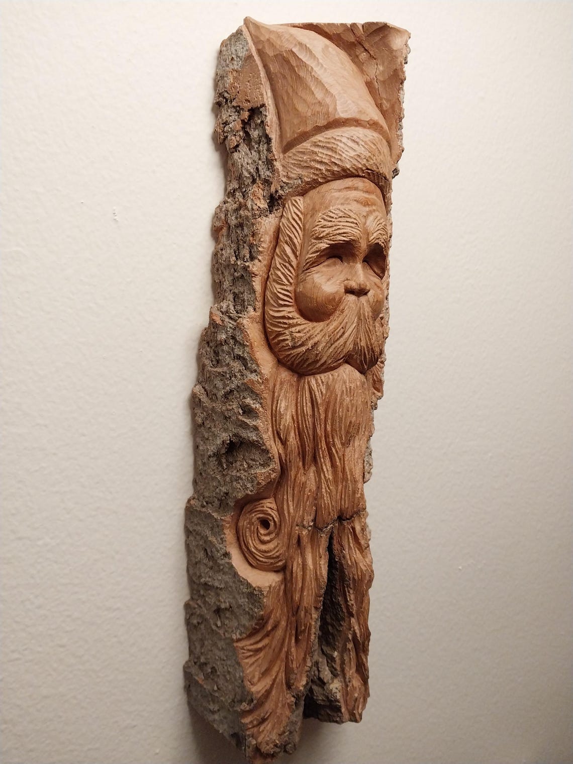 Christmas Decor Cottonwood Bark Woodcarving Santa Claus Wall Hanging - Etsy
