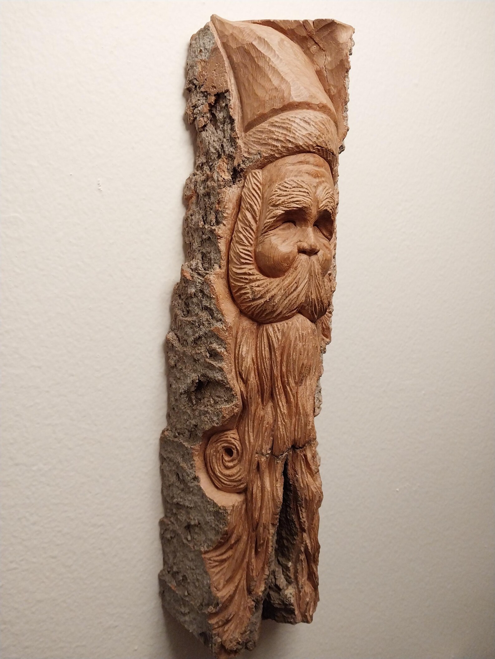 Christmas Decor Cottonwood Bark Woodcarving Santa Claus Wall Hanging - Etsy
