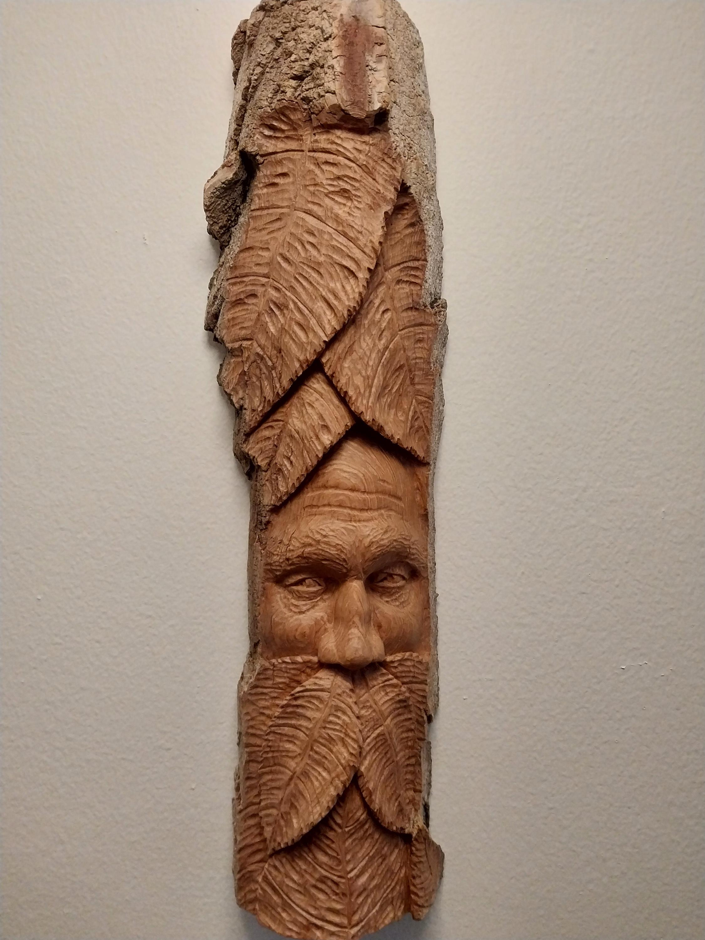 Home Decor Cottonwood Bark Woodcarving Greenman Wall Hanging - Etsy