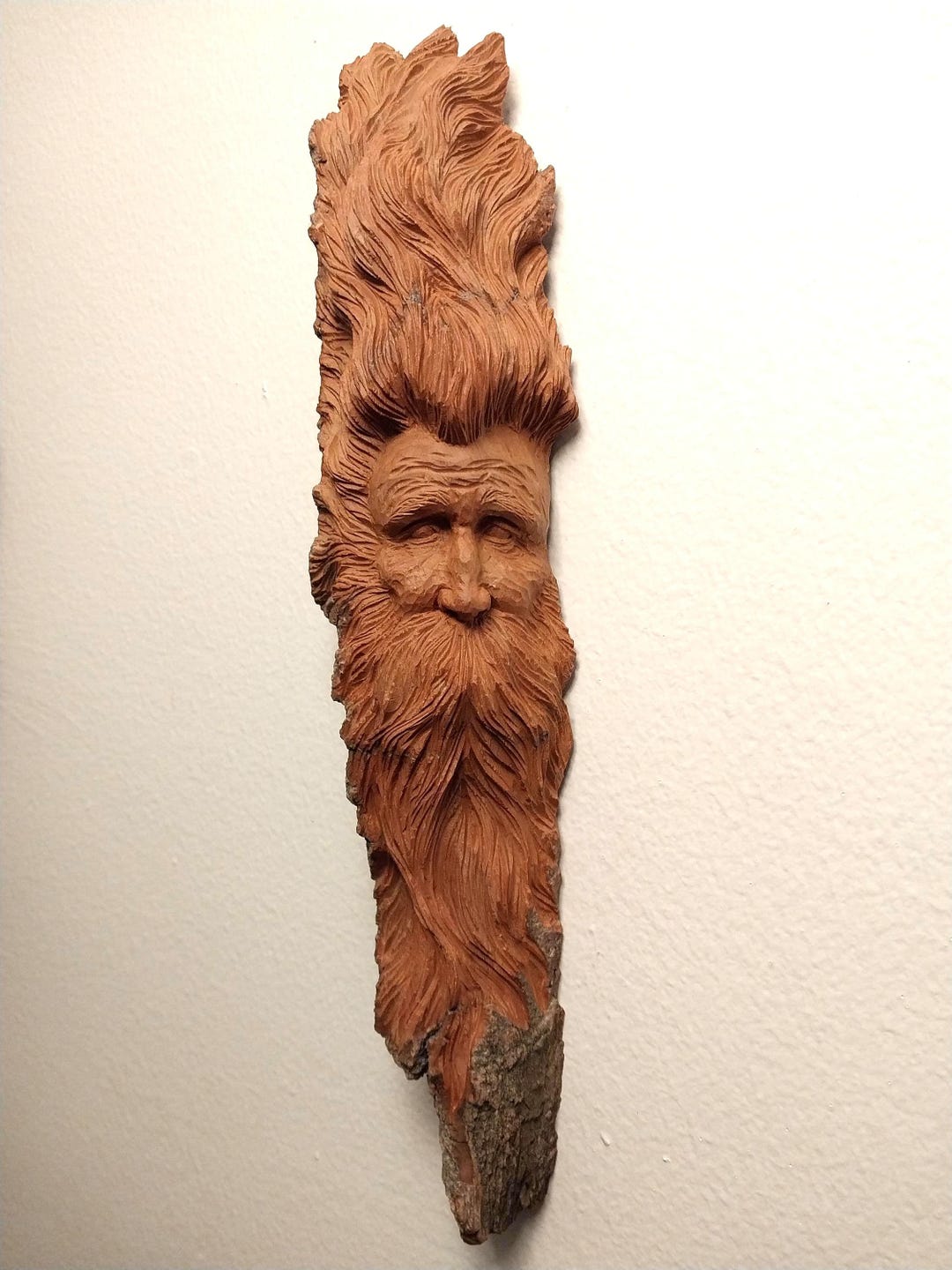Home Decor Handmade Cottonwood Bark Woodcarving Wood Spirit Wall Hanging - Etsy