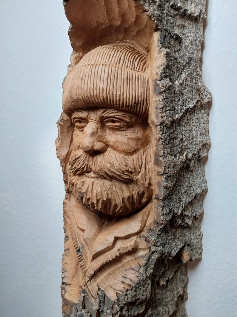 Home Decor Cottonwood Bark Woodcarving Fisherman Wall Hanging - Etsy