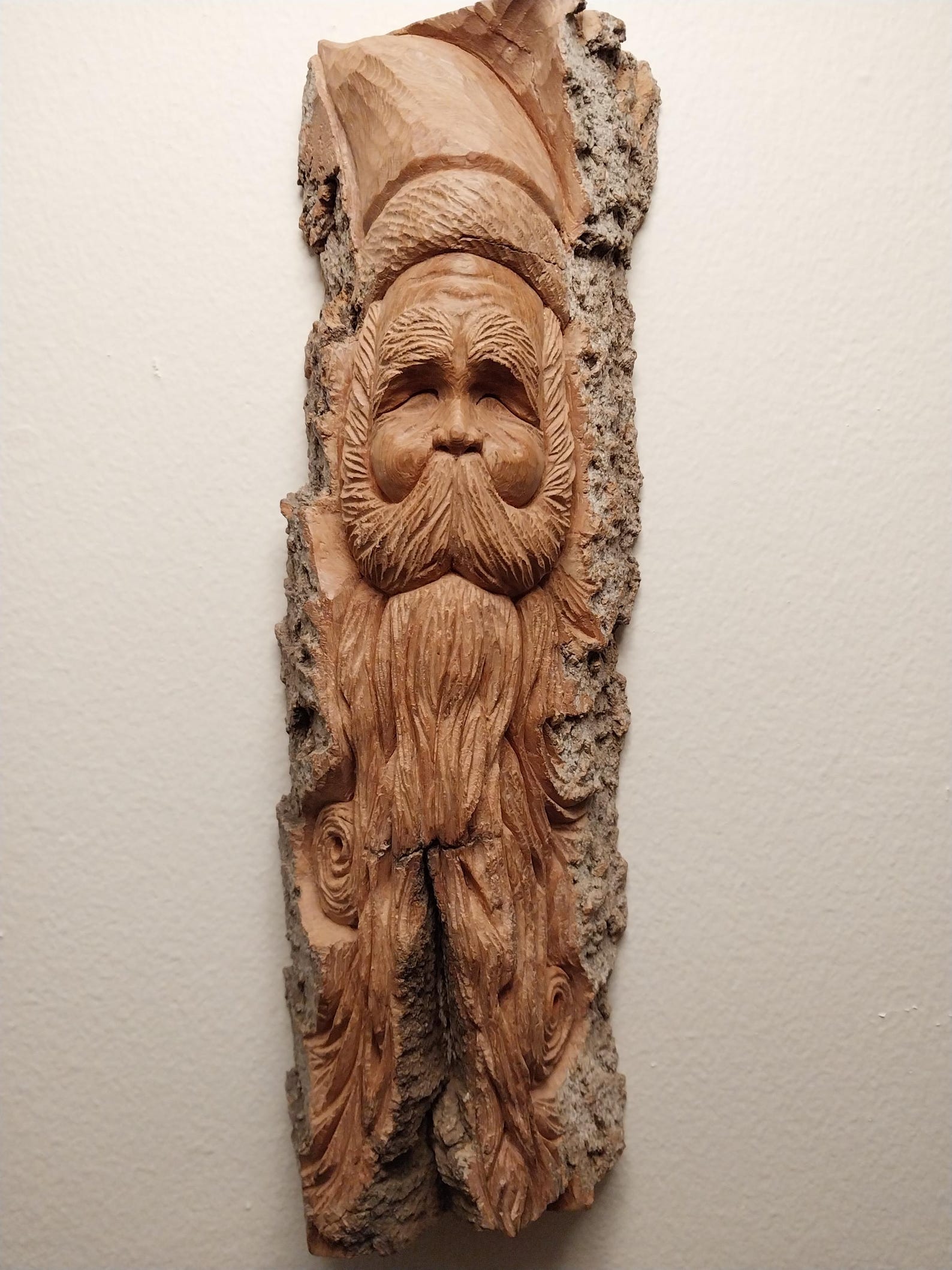 Christmas Decor Cottonwood Bark Woodcarving Santa Claus Wall Hanging - Etsy