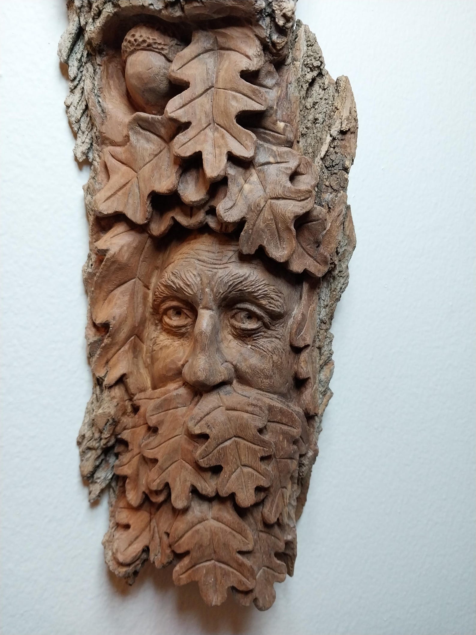 Home Decor Cottonwood Bark Woodcarving Greenman Wall Hanging Gift - Etsy