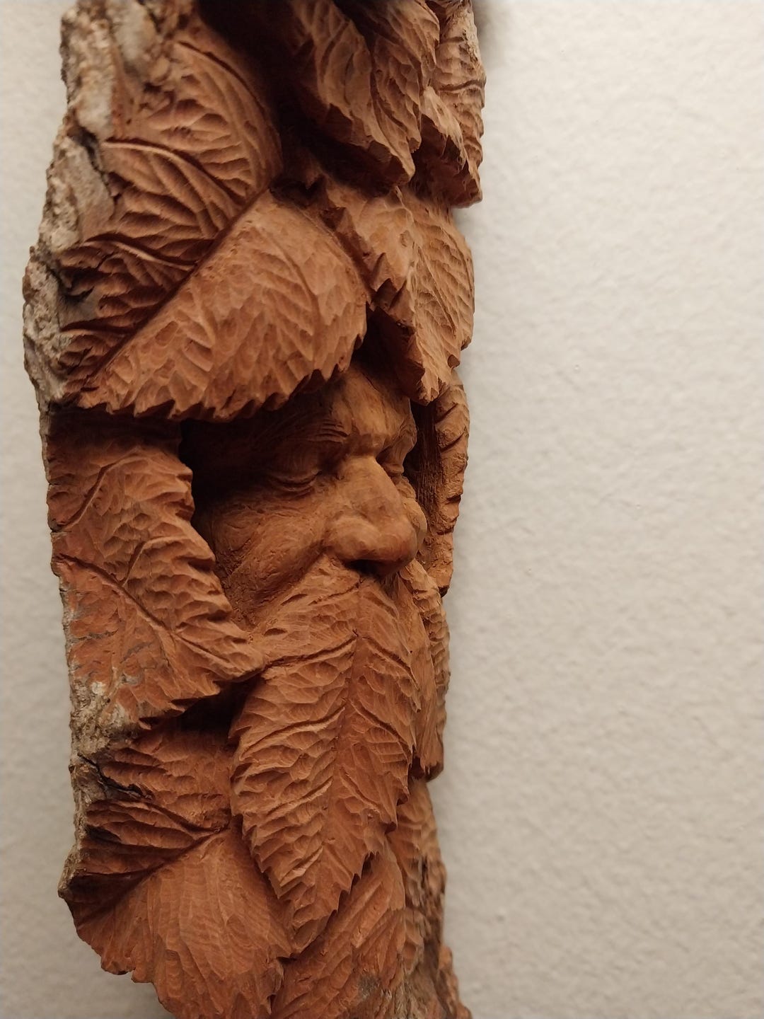 Home Decor Cottonwood Bark Woodcarving Greenman Wall Hanging - Etsy
