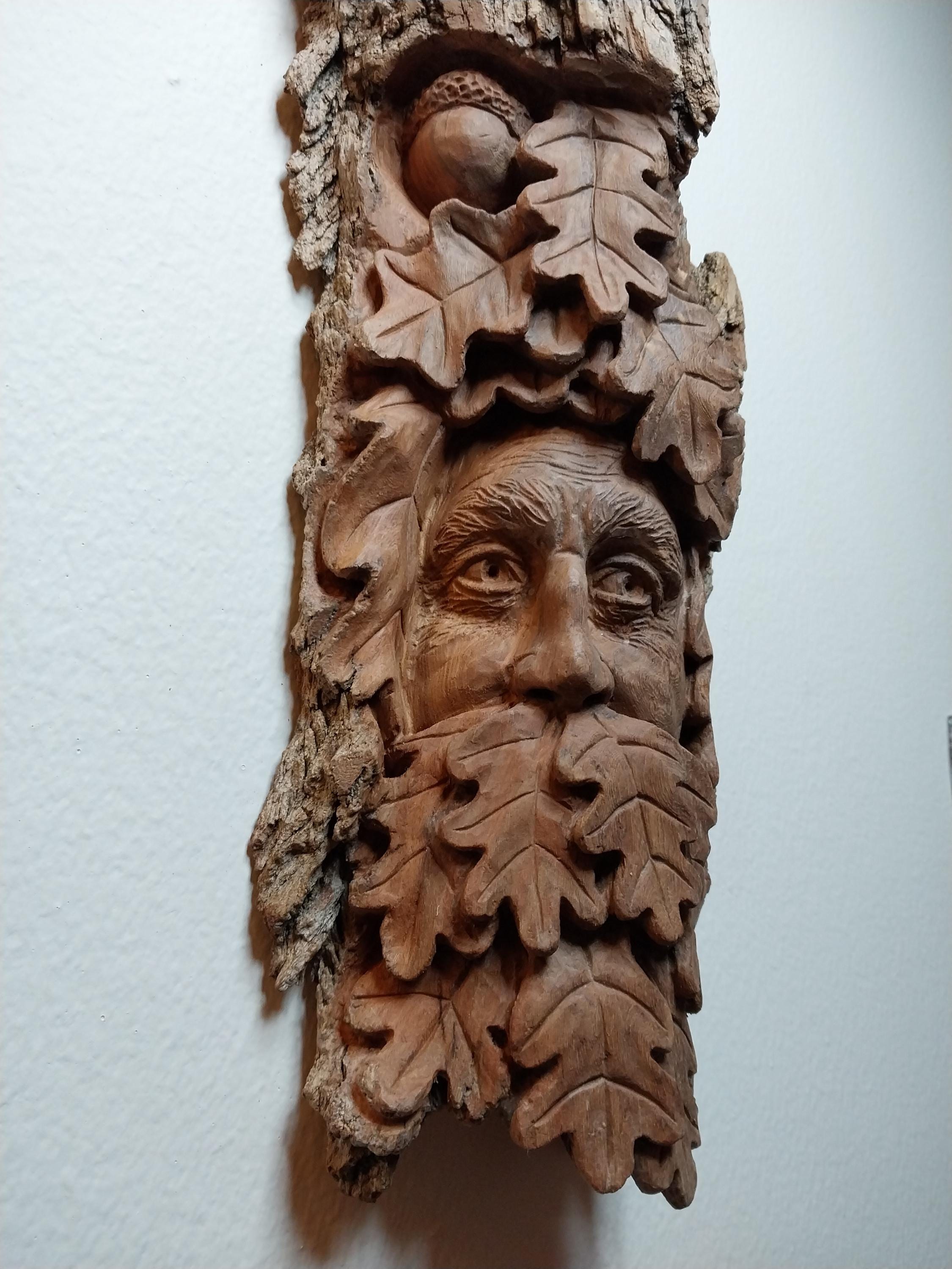 Home Decor Cottonwood Bark Woodcarving Greenman Wall Hanging Gift - Etsy