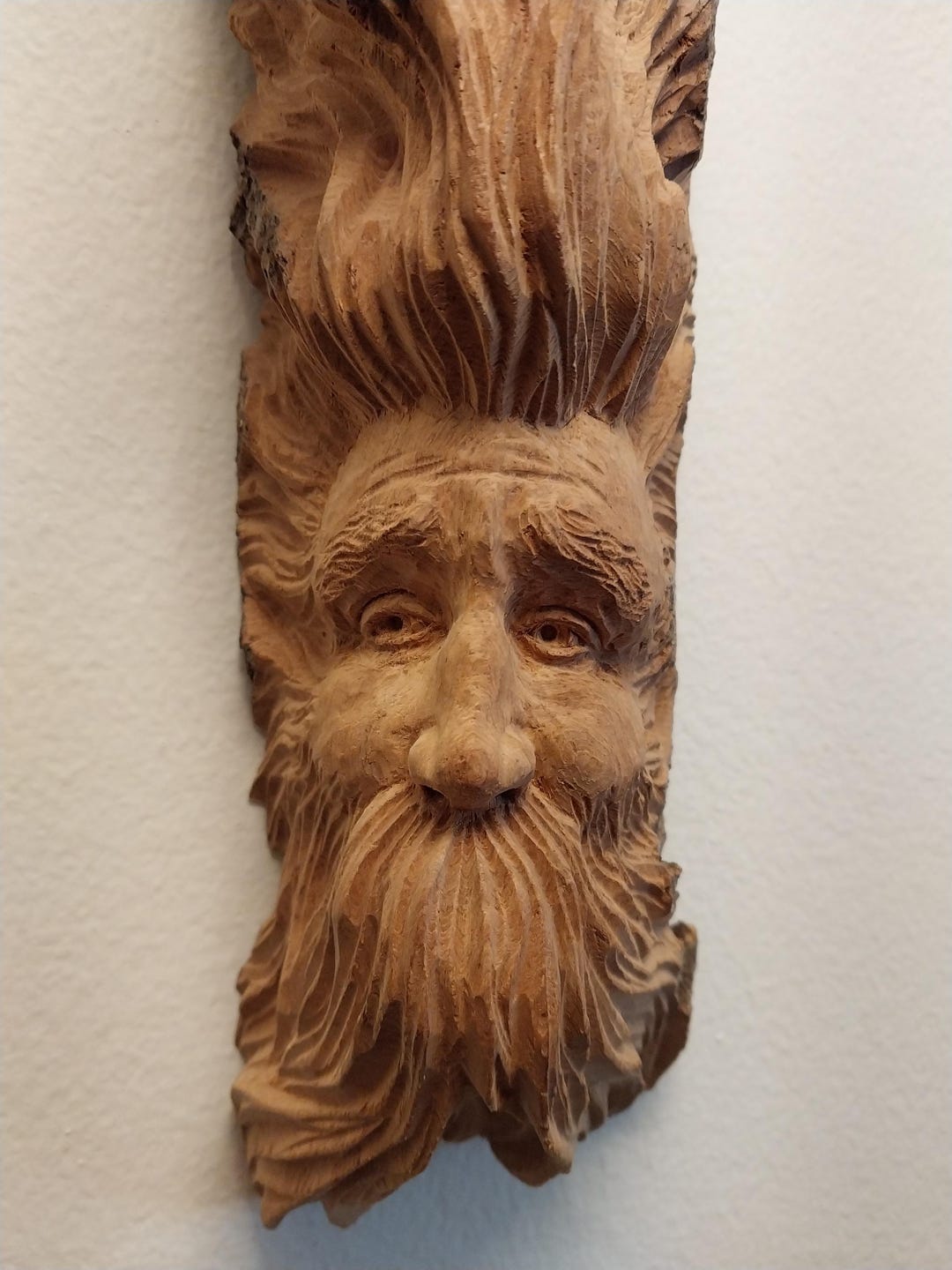 Home Decor Handmade Cottonwood Bark Woodcarving Wood Spirit Wall Hanging - Etsy
