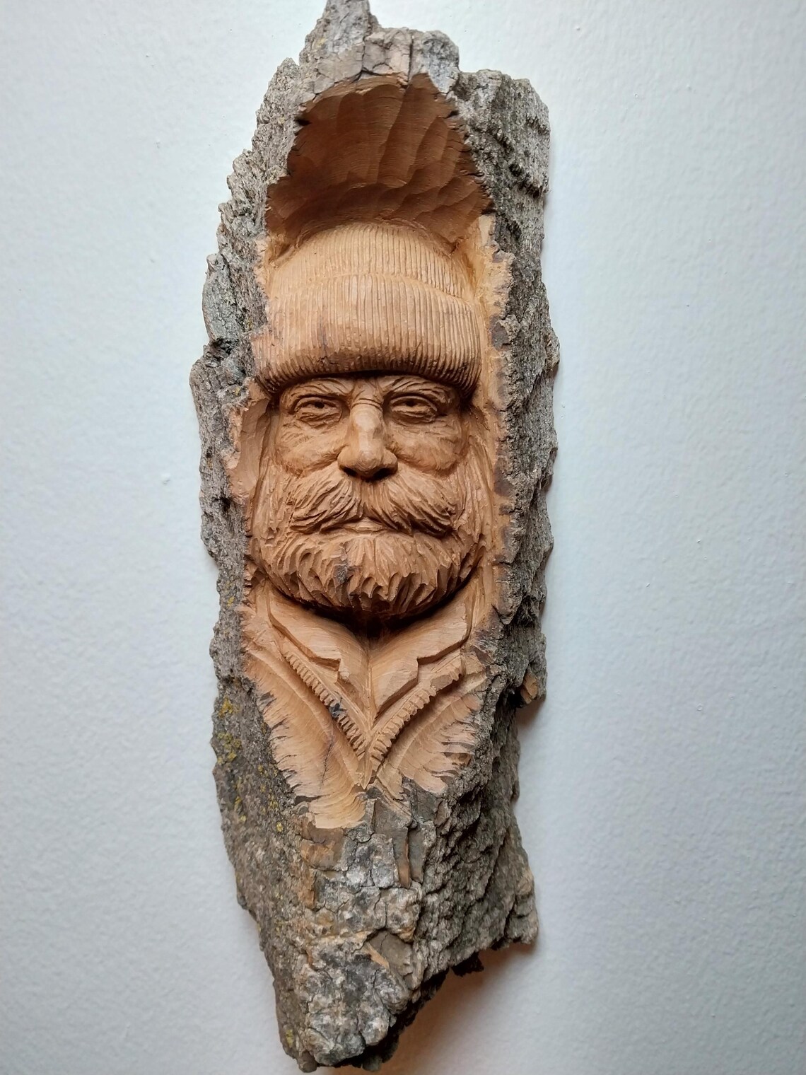 Home Decor Cottonwood Bark Woodcarving Fisherman Wall Hanging - Etsy
