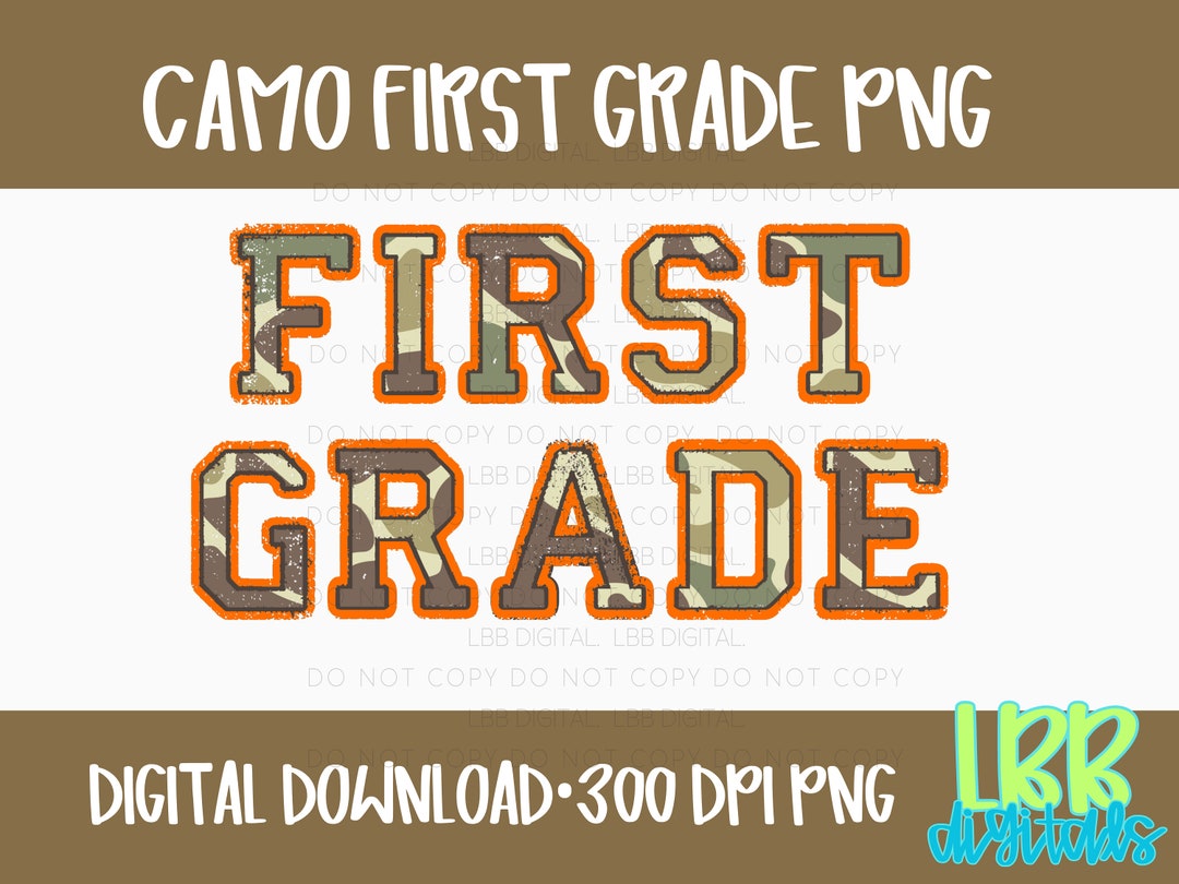 Camo Grade Level PNG for Boys, Back to School Png for Sublimation ...