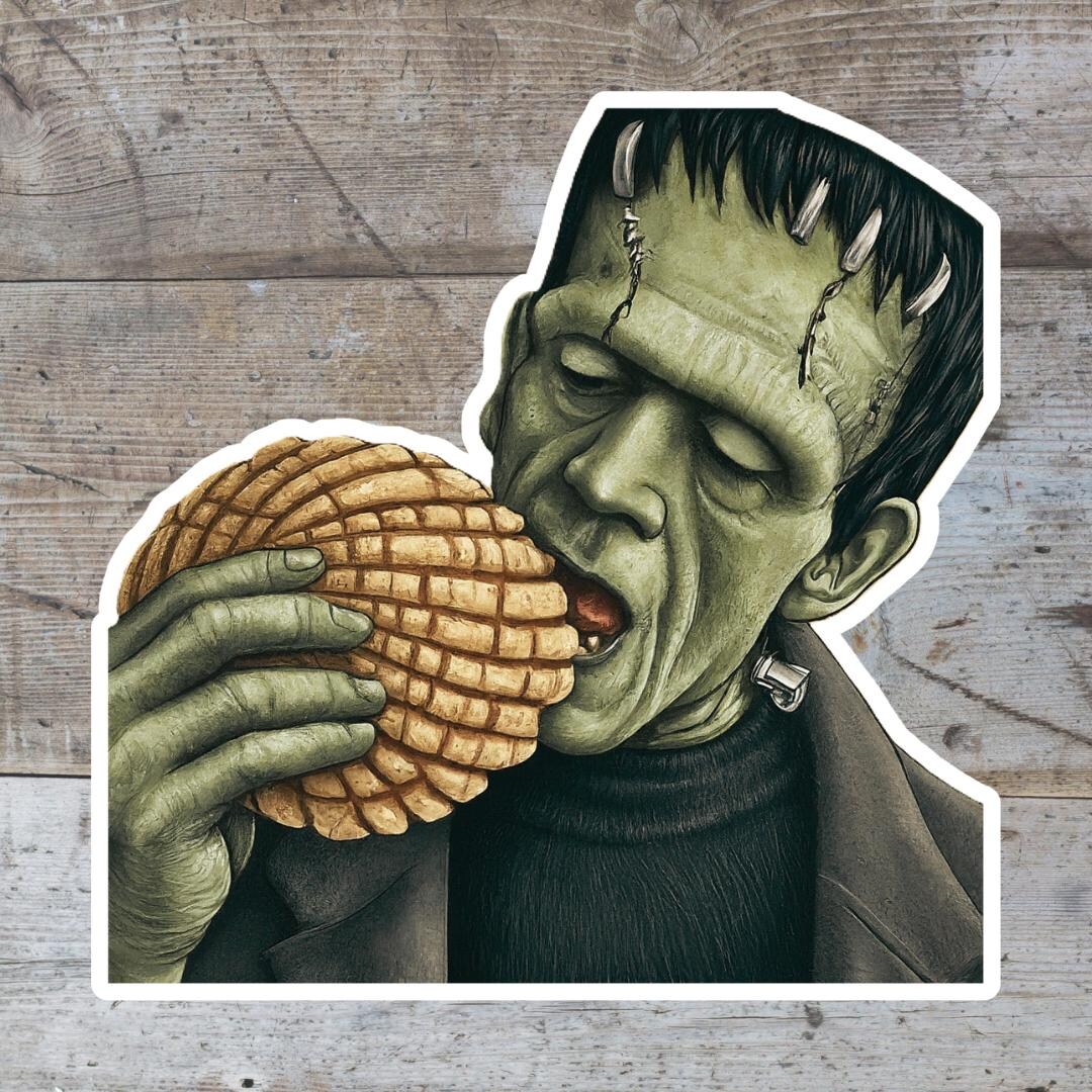 Frankenstein Eating Concha Sticker - Fun Vinyl Decal - Etsy