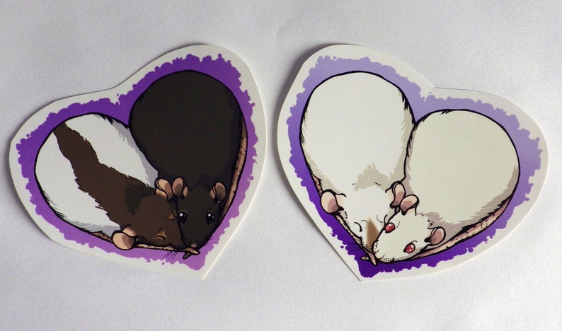 Rat Heart Cute Fancy Rat Vinyl Stickers X2 Custom Options - Etsy