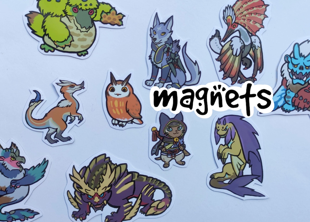 Monster Hunter Rise Cute Decorative Monster Magnets Set of 10 - Etsy