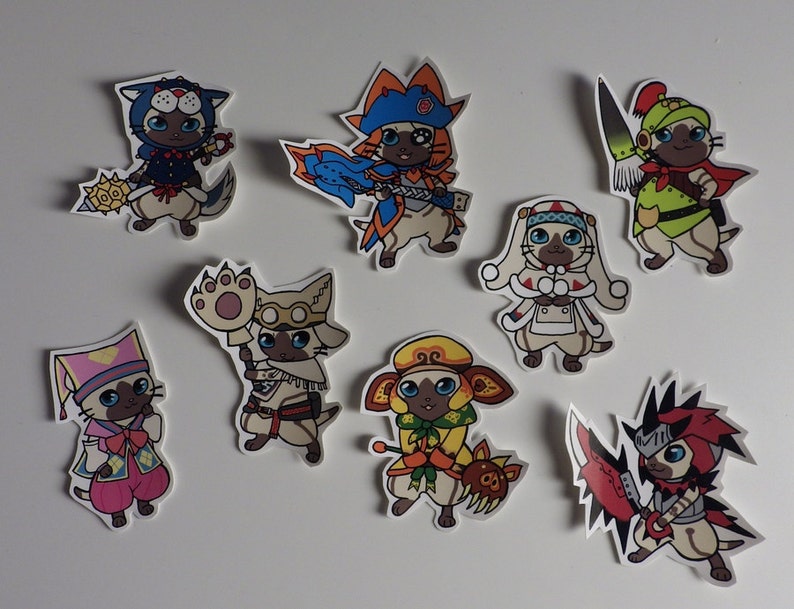 Monster Hunter Eight Palico Stickers Cute - Etsy