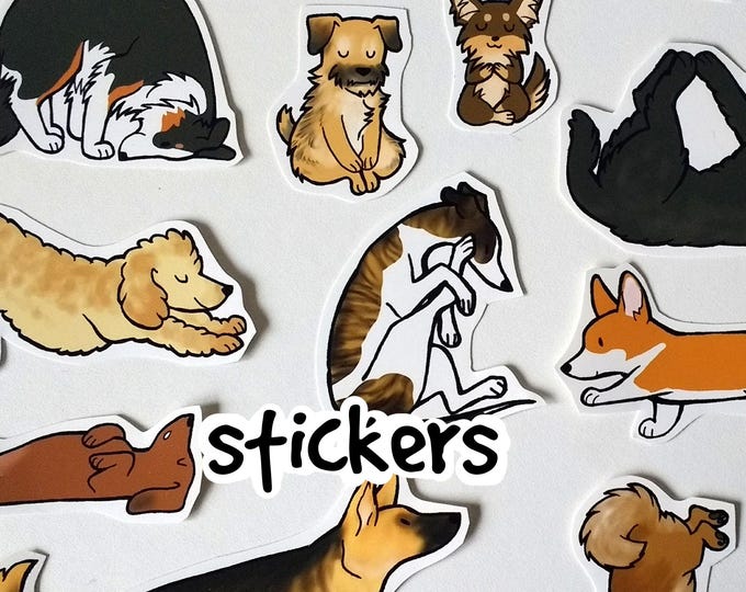 Cute Yoga Dog Stickers Made to Order, Options Available, Pack of 20 - Etsy