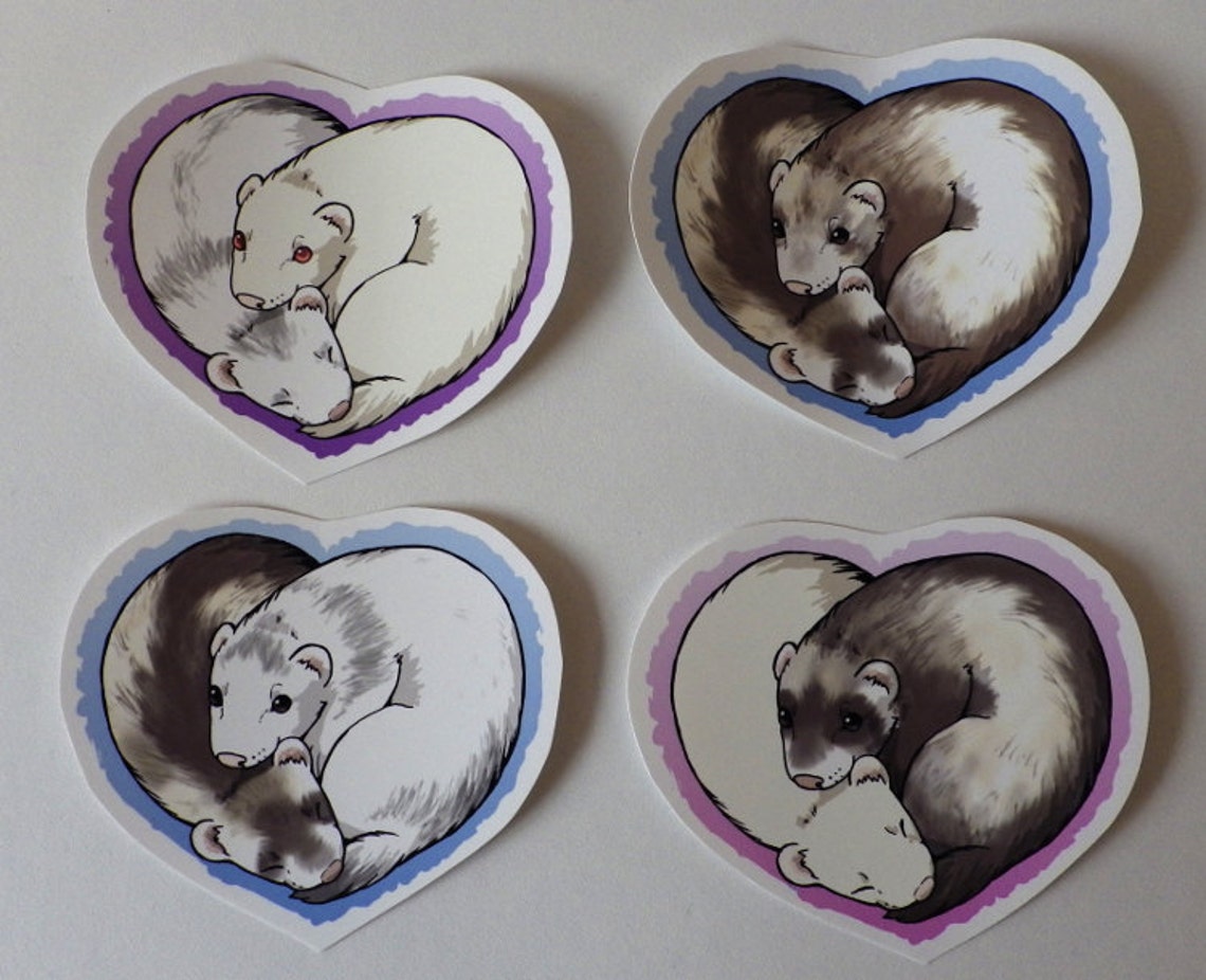 Ferret Heart Cute Ferret Stickers x 2 | Etsy