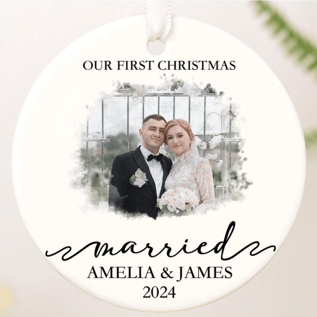 Personalized Married Photo Christmas Ornament /our First Christmas ...