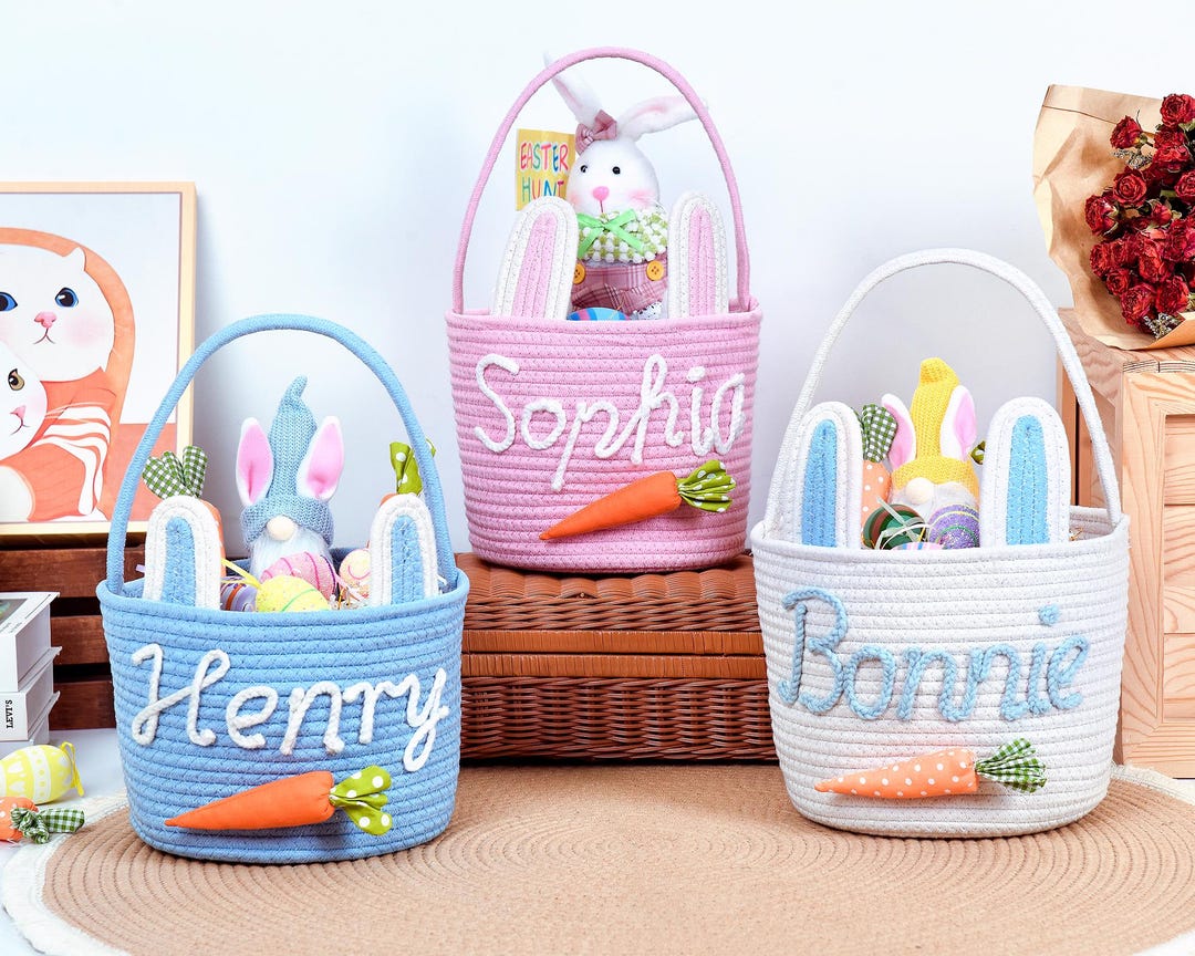 Personalized Easter Basket With Name - Reusable Easter Decor - Easter ...