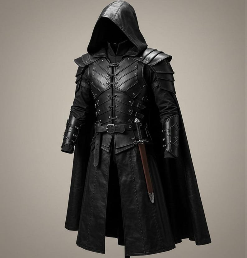 Premium Leather Assassin Armor Cloak – Hooded Medieval Warrior ...