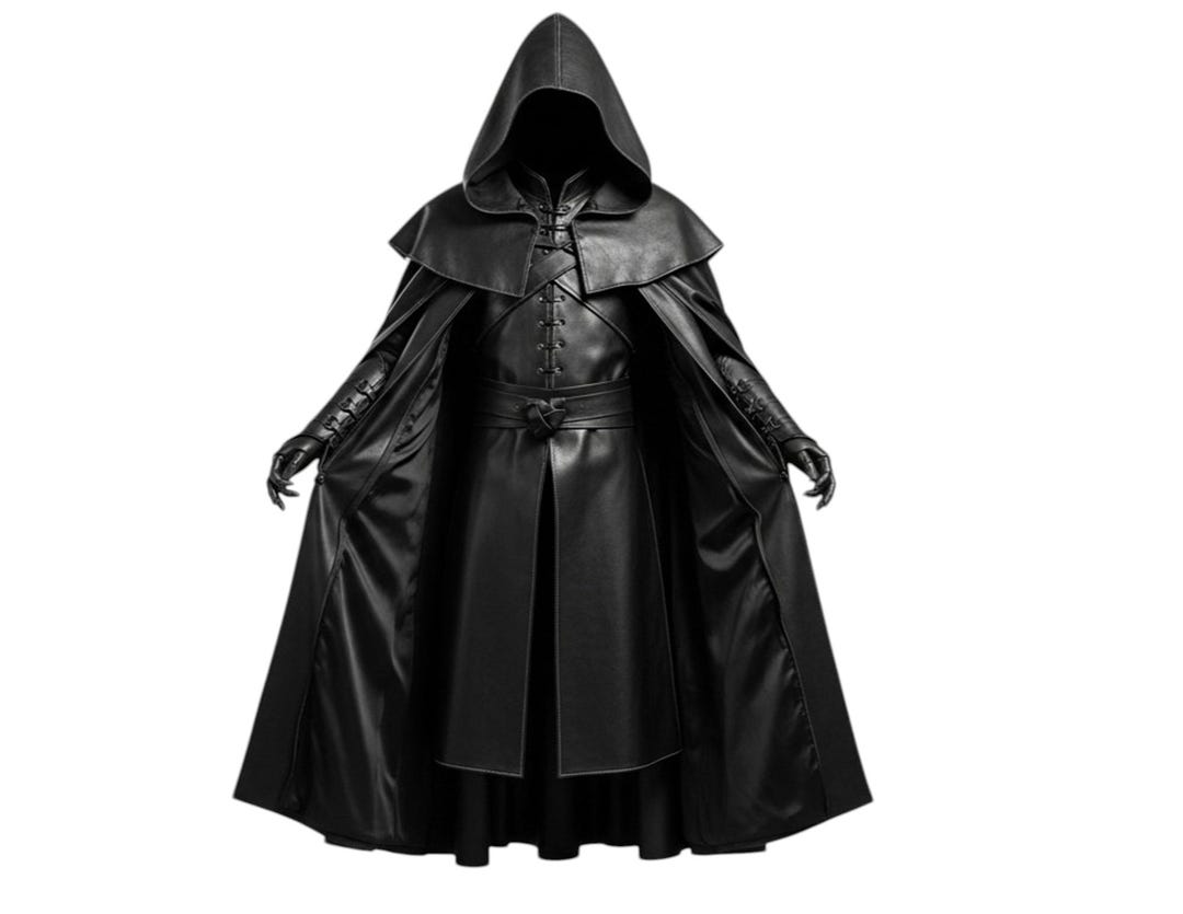 Gothic Assassin Hooded Leather Cloak | Medieval Cosplay Cape for ...