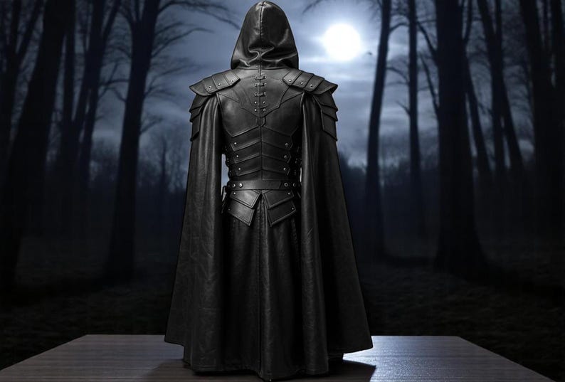 Premium Leather Assassin Armor Cloak – Hooded Medieval Warrior ...