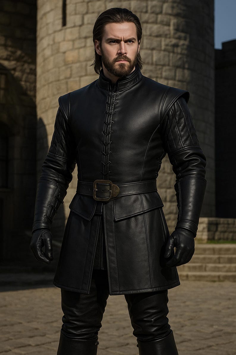 Gothic Knight Cosplay Suit | Black Leather Warrior Armor Jacket ...