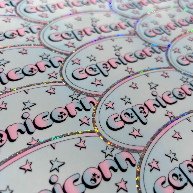 Y2K Inspired Zodiac Sign Sticker Capricorn Baby Blue & Baby Pink ...