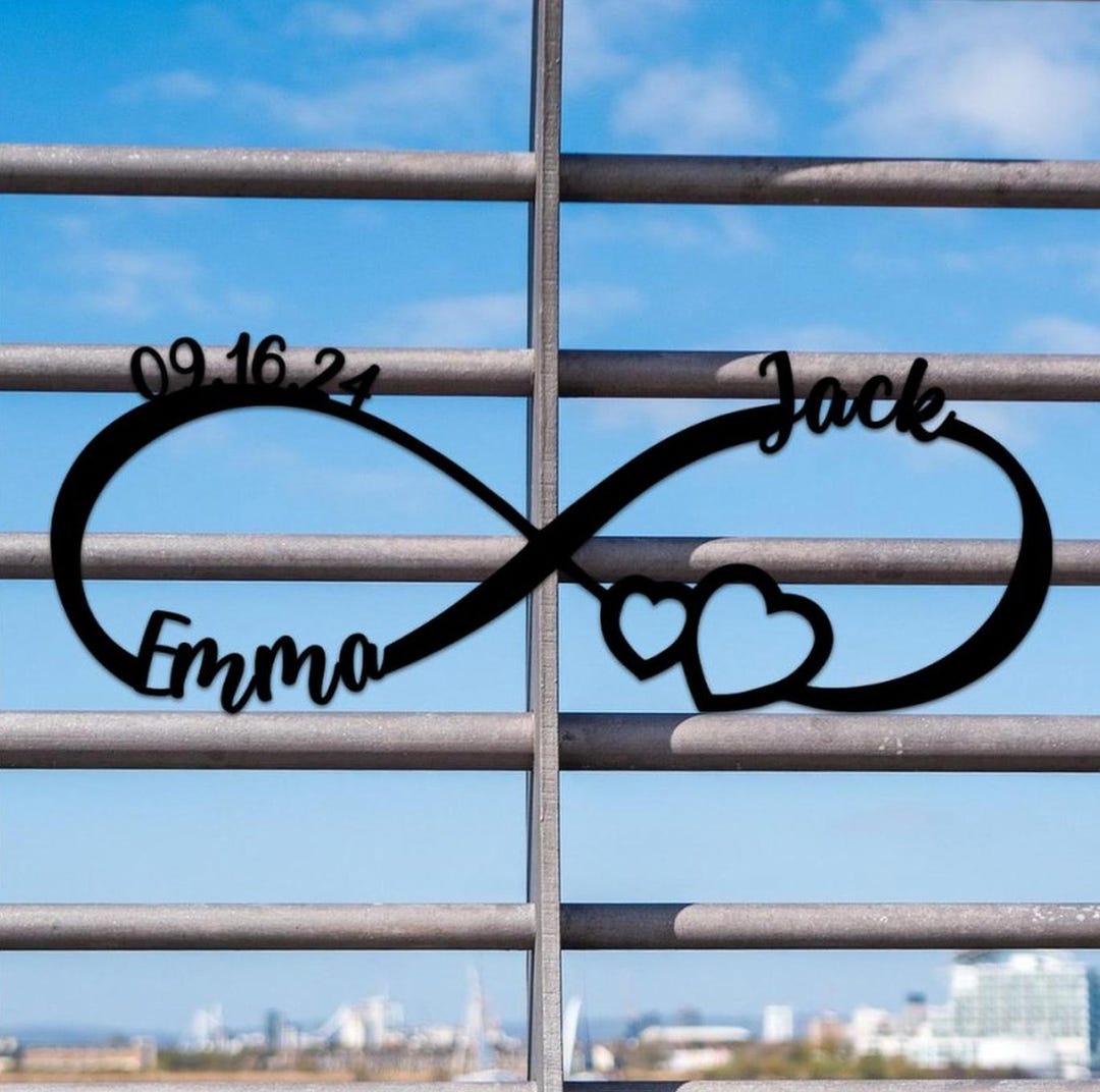 Personalized Infinity Love Metal Wall Art With Led Lights, Couple Name ...