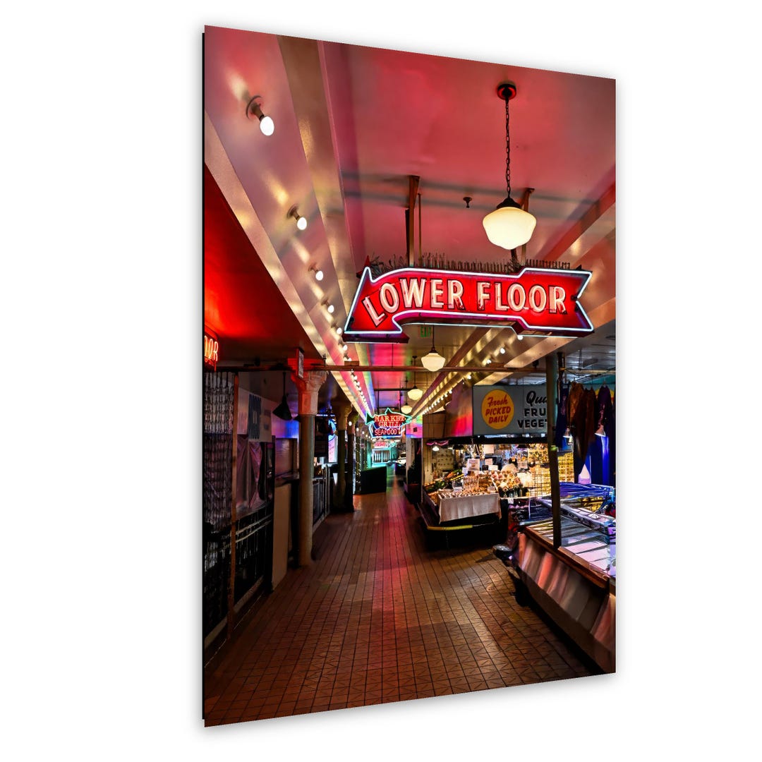 Seattle Market Photo: Pike Place Neon Lights - Nostalgic Travel Decor ...