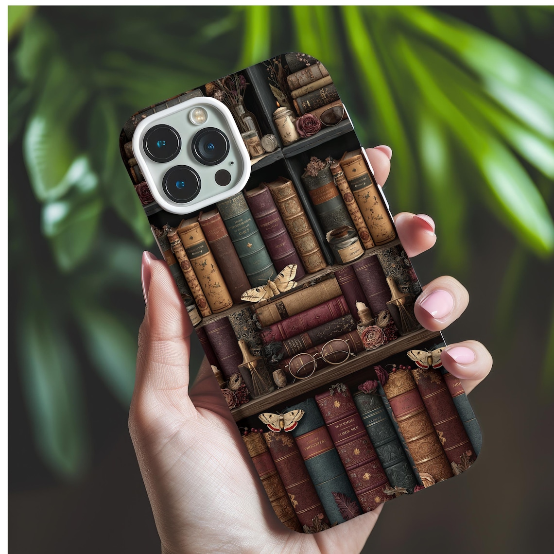 Vintage Bookshelf Phone Case, Rustic Boho Protective Cover Compatible ...
