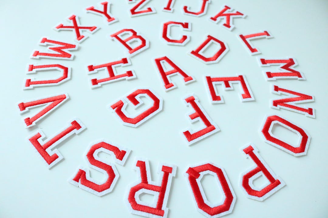 Red Letters Patch, Alphabet Patch, Word Patch, DIY Name Patch, Iron on ...