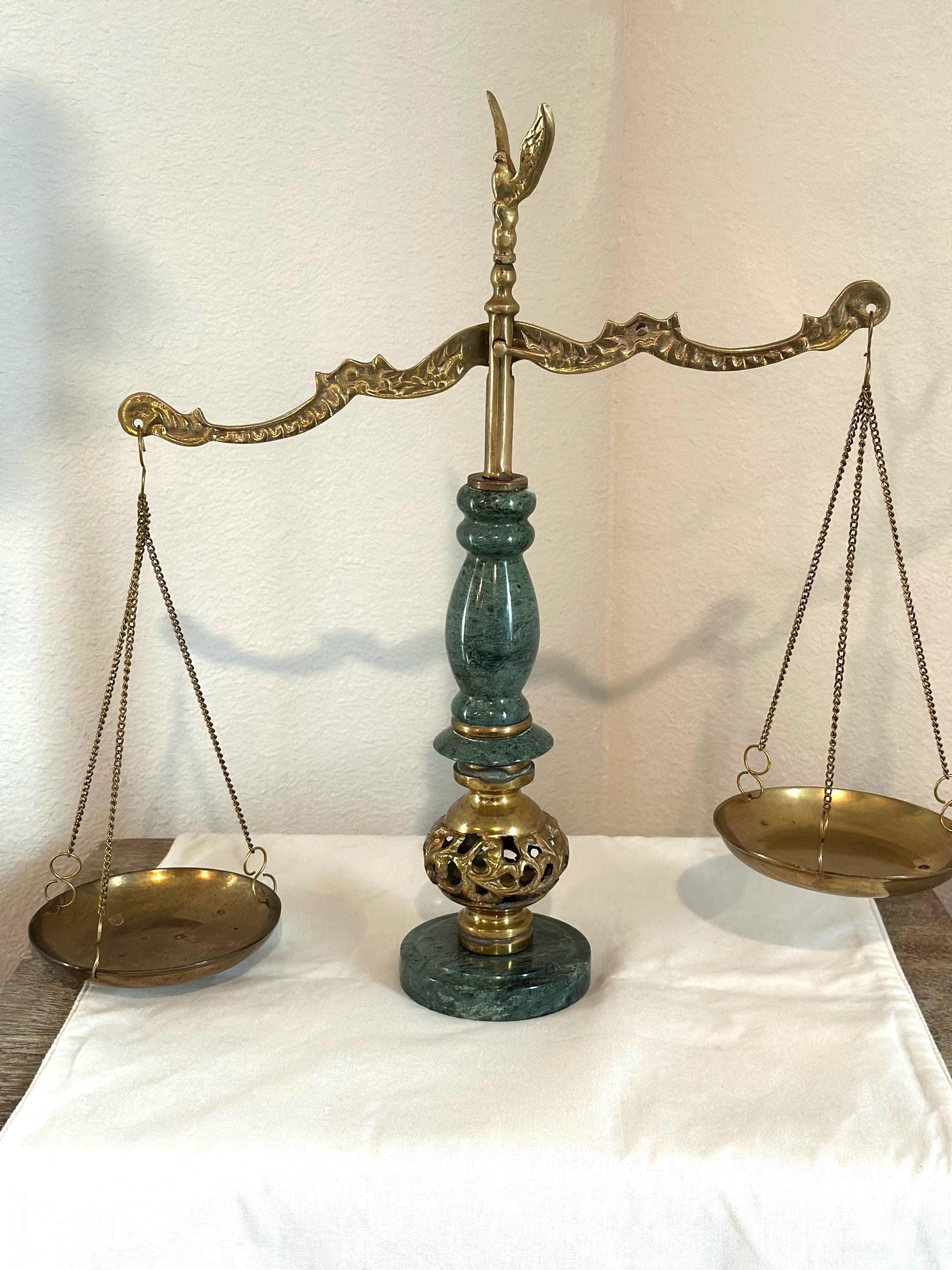Vintage Japanese Marble & Bronze Balance Scale of Justice - Etsy