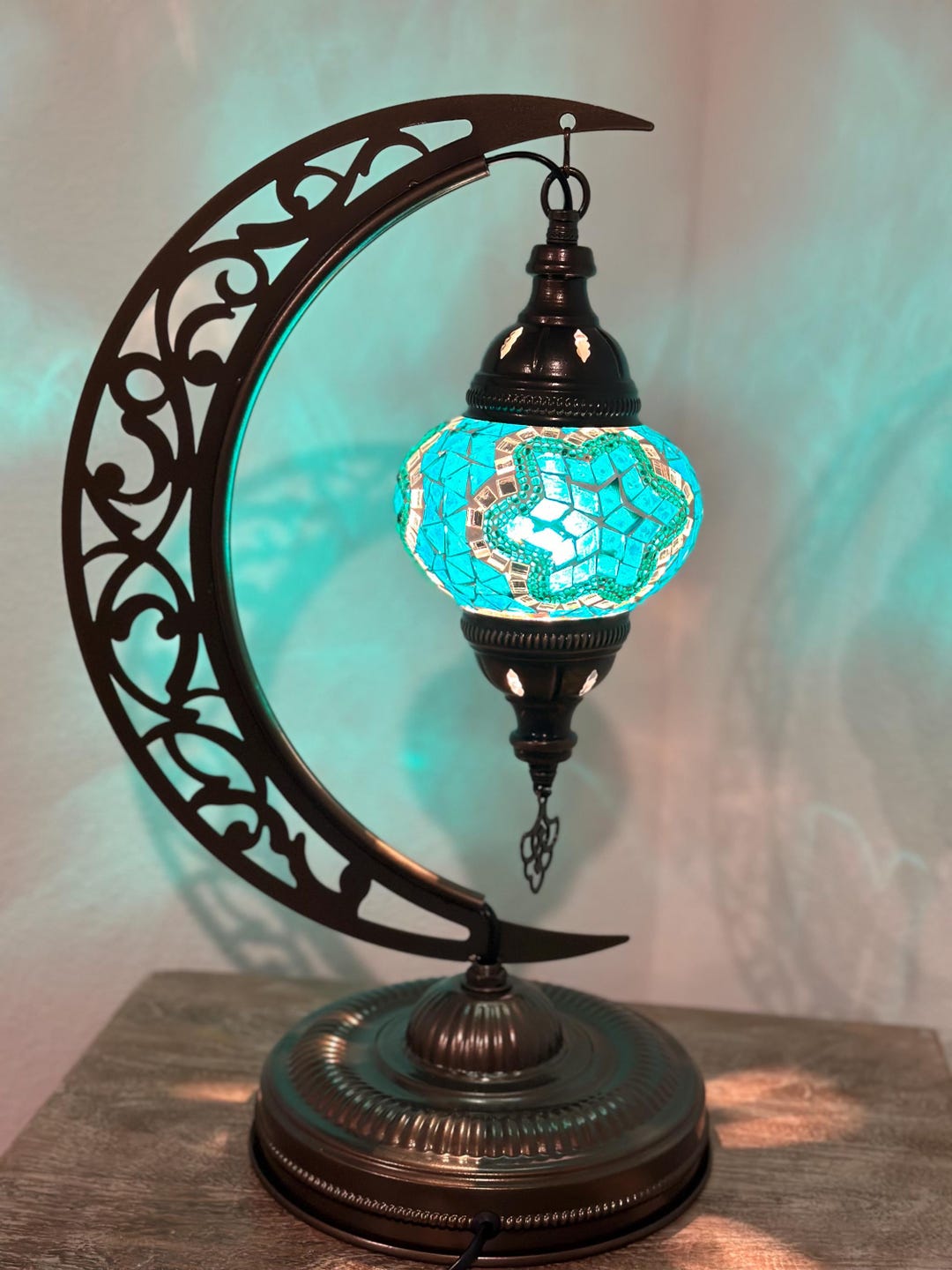Turkish Mosaic Moon Lamp - Etsy