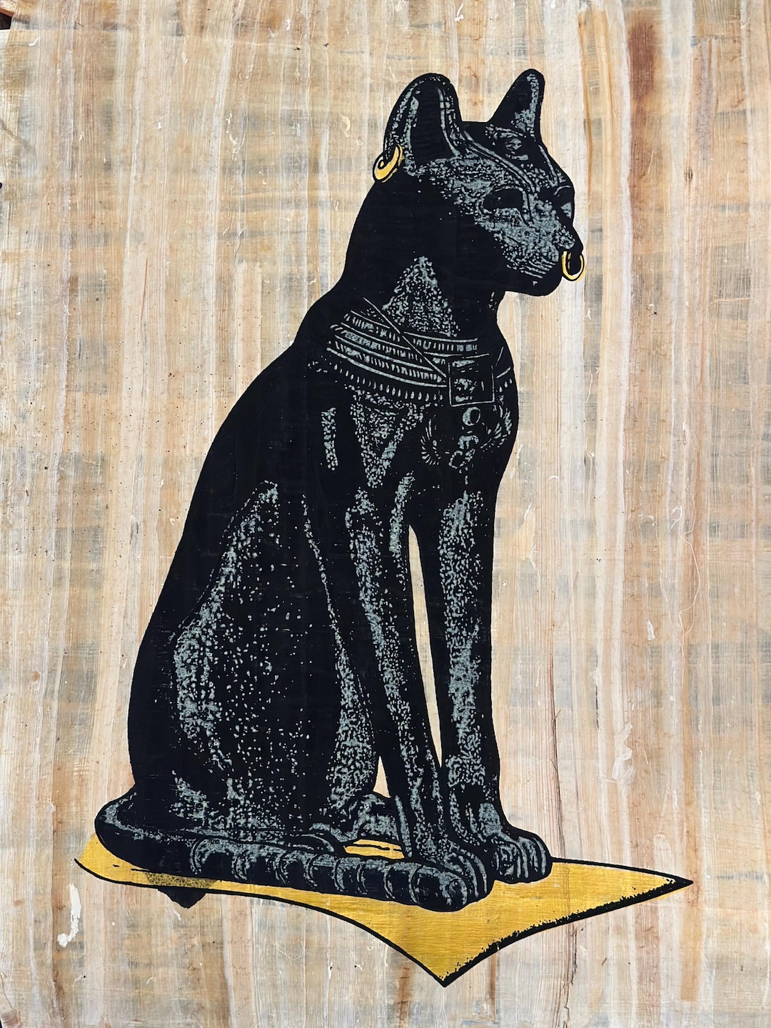 Egyptian Vintage Hand Painted Papyrus of a Sitting Cat - Etsy