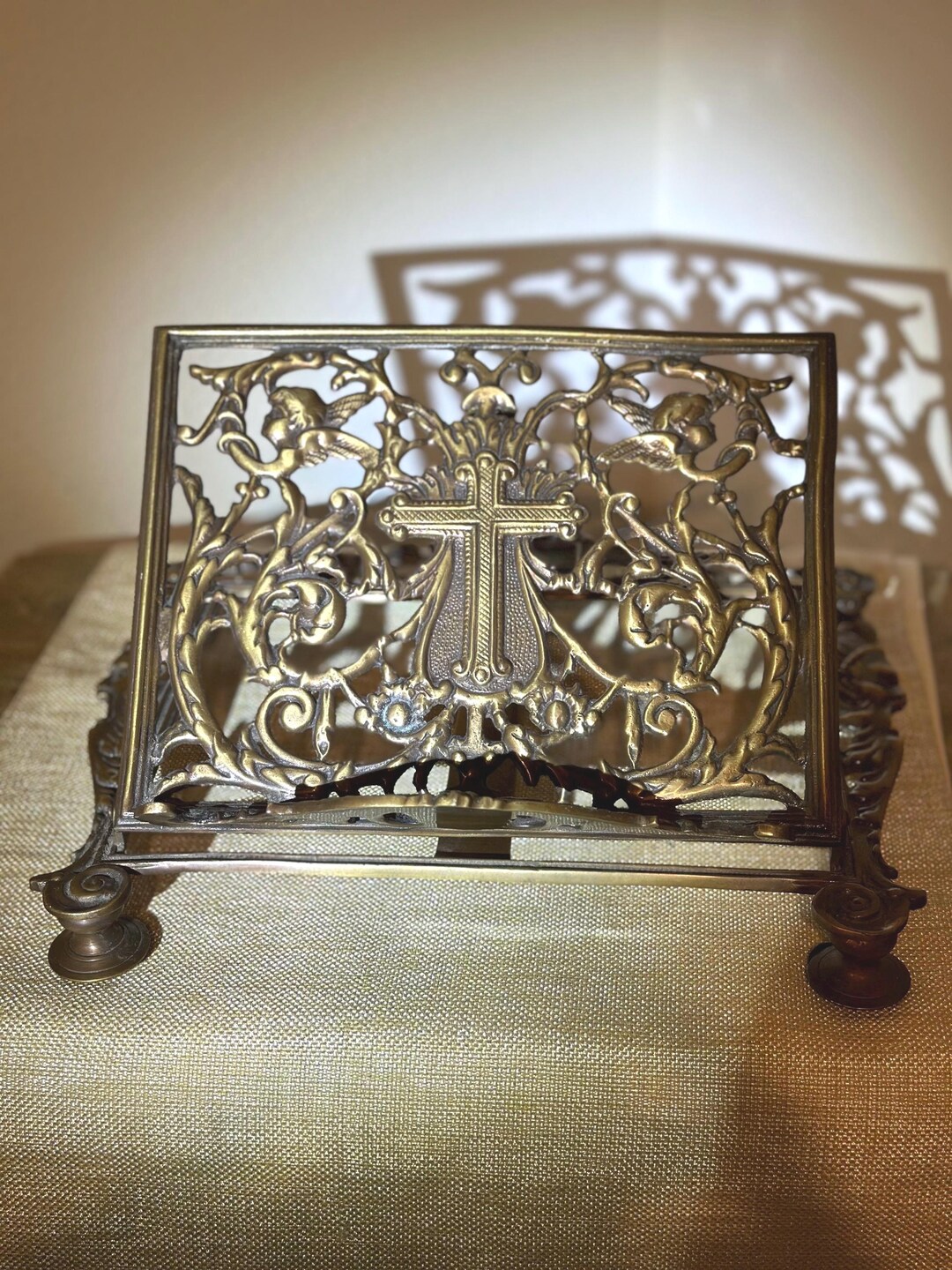 Vintage Brass Book Stand - Etsy