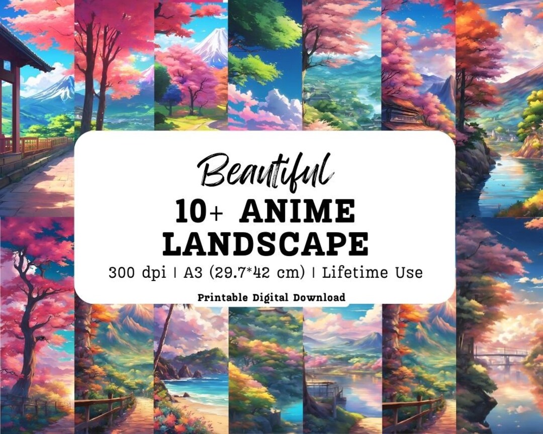 Anime Beautiful Landscape Backgrounds Wall Art Decor Gift for Anime ...