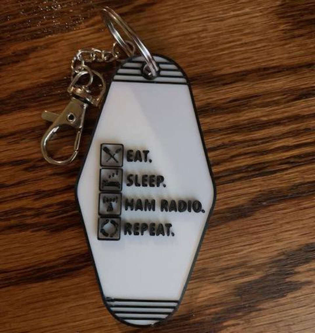 Eat Sleep HAM Radio Repeat Keychain White With Black Lettering - Etsy