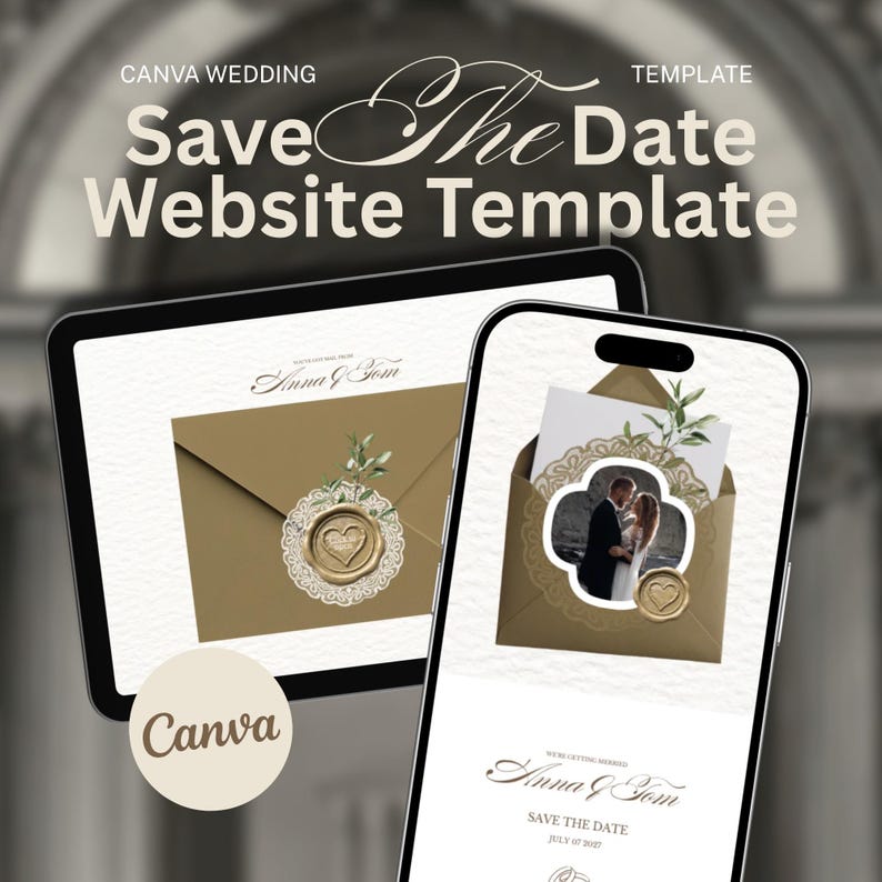 Classic Gold Old Money Save the Date Wedding Website Template: Digital ...