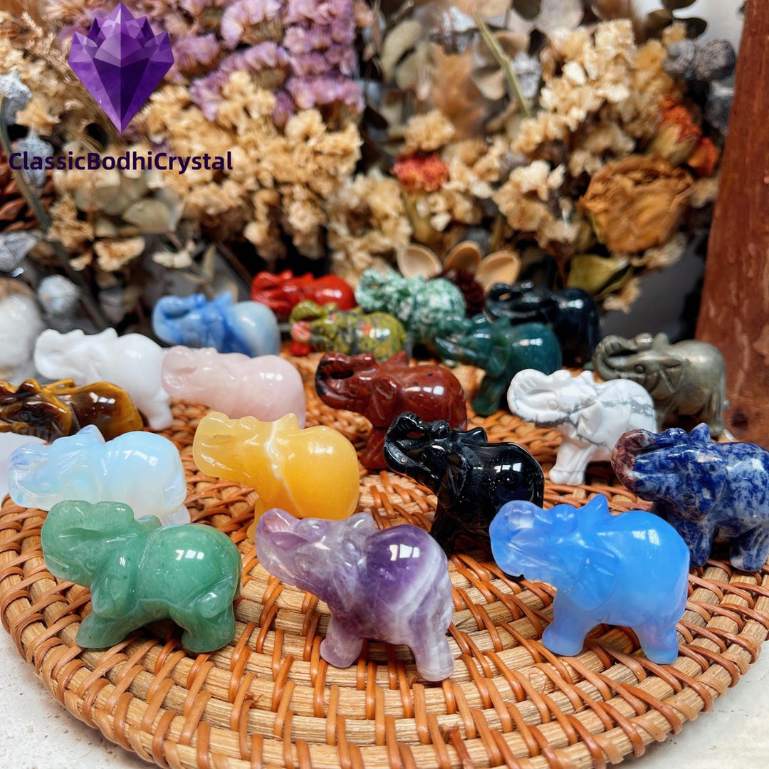 Crystal Elephant Carving: 1.5" Genuine Gemstone Animal Figurine - Etsy