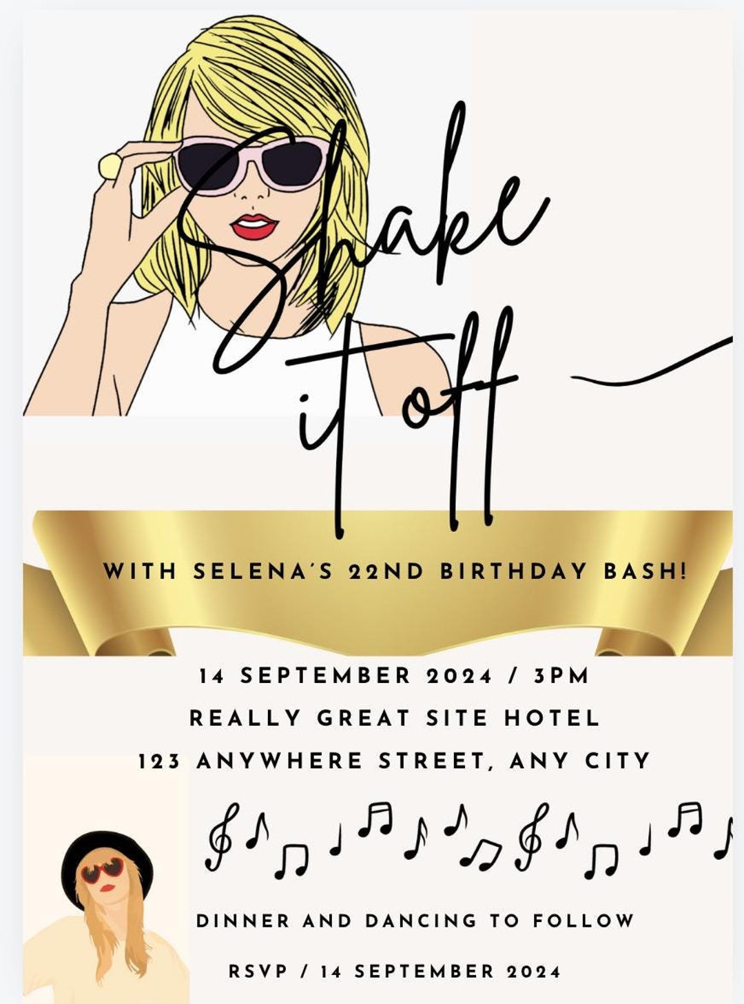 Taylor Swift Birthday Invitation - Etsy
