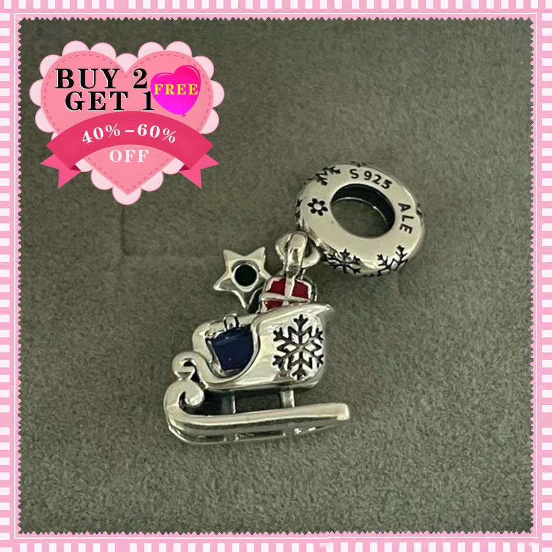 Christmas Sleigh 2024 Dangle Charm, Charm for Bracelets, Girl Pendant ...